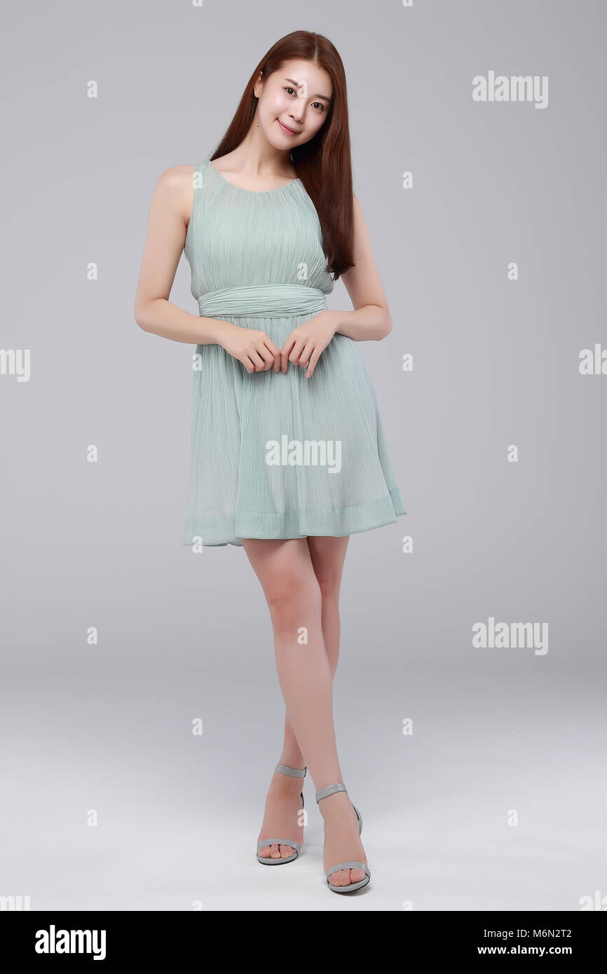 Beauty stylish asian women posing in fashionable clothes isolated White ...