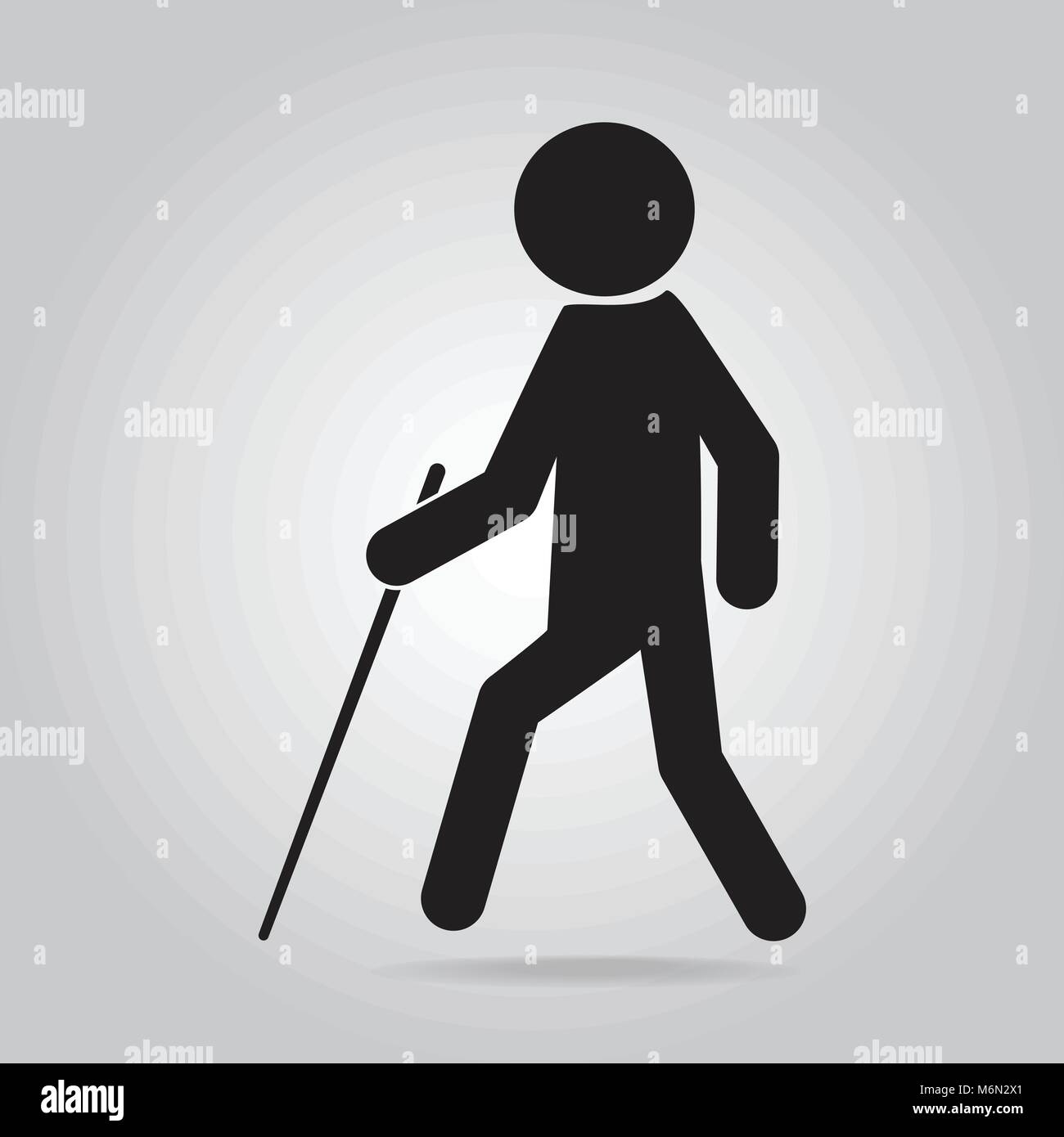 Blind man with stick symbol illustration Stock Vector Image & Art - Alamy