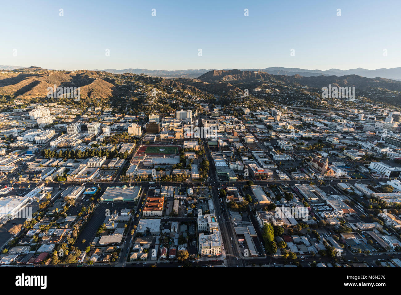 Los Angeles, California, USA - February 20, 2018: Aerial morning view ...