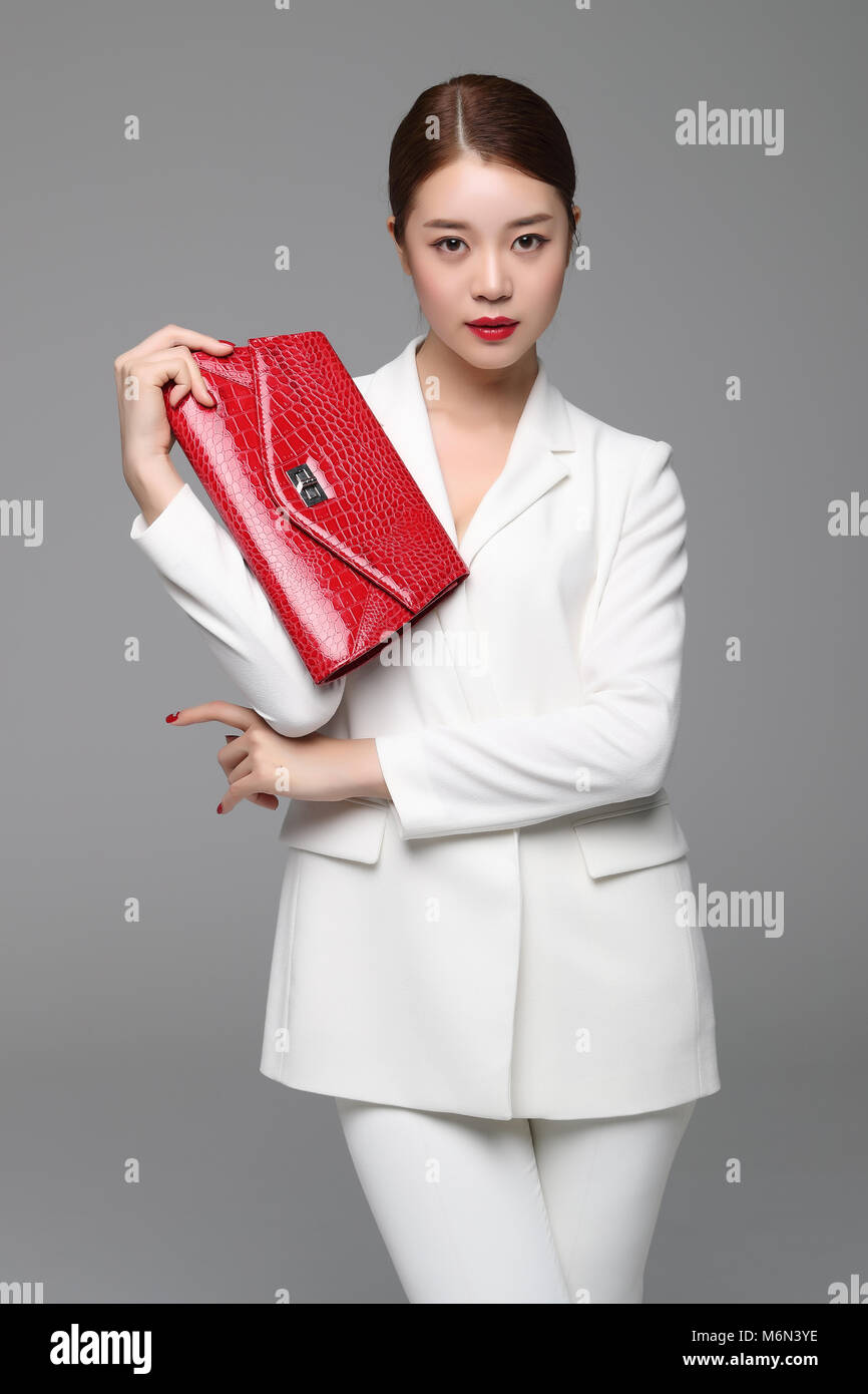 Beauty stylish asian women posing in fashionable clothes isolated White ...
