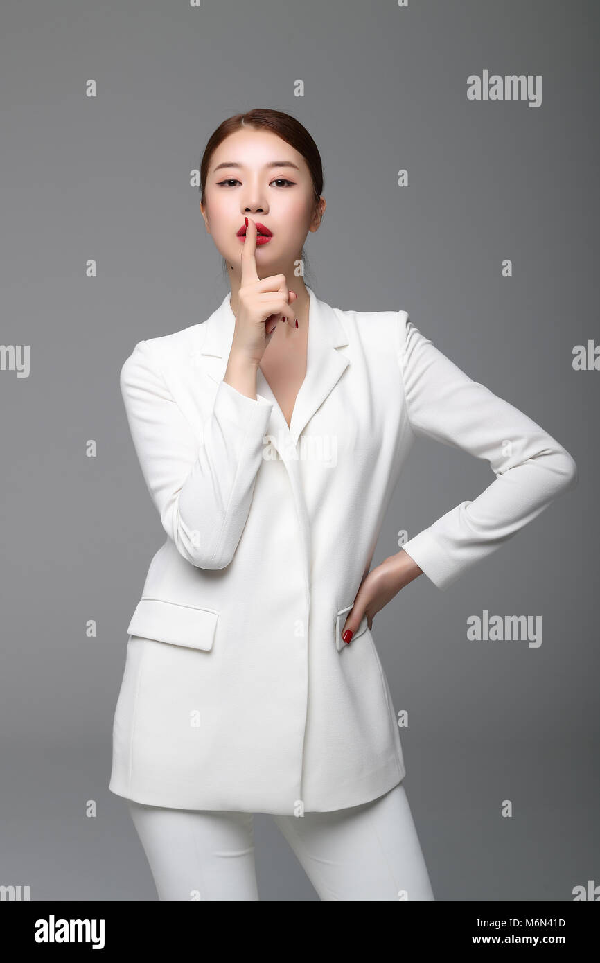 Beauty stylish asian women posing in fashionable clothes isolated White ...