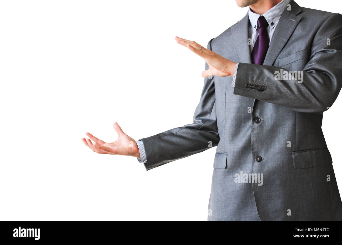 Business man with open hands, isolated on white background Stock Photo ...
