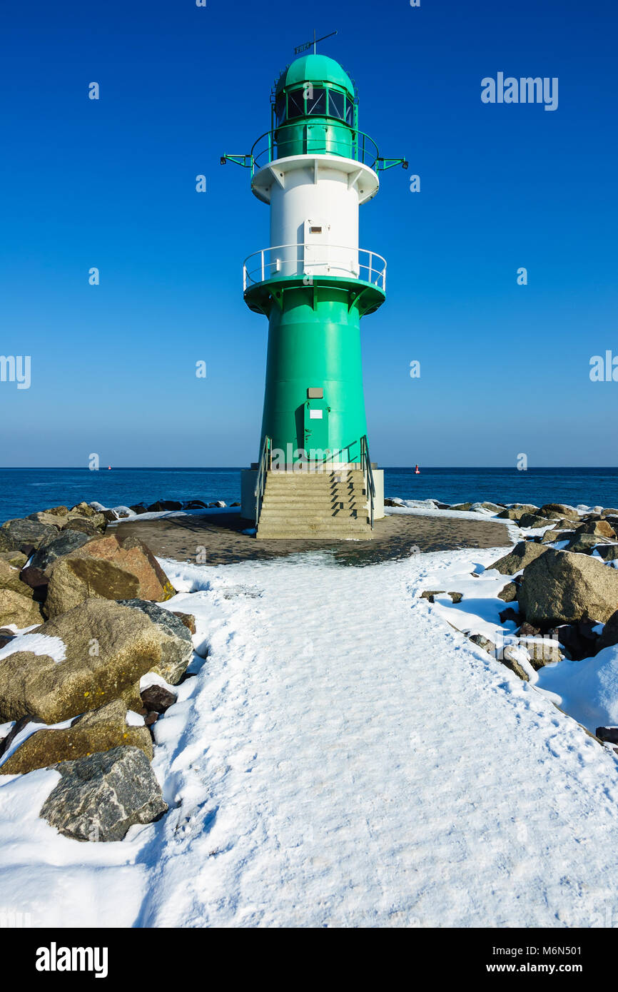 Mole in winter time in Warnemuende, Germany Stock Photo - Alamy