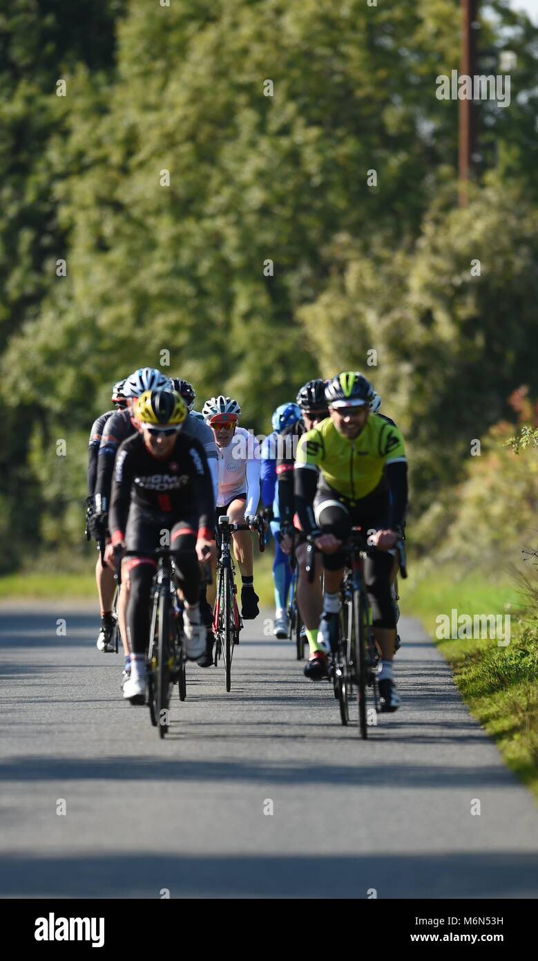 Marathon Bike ride, Multiple riders in countryside Stock Photo - Alamy
