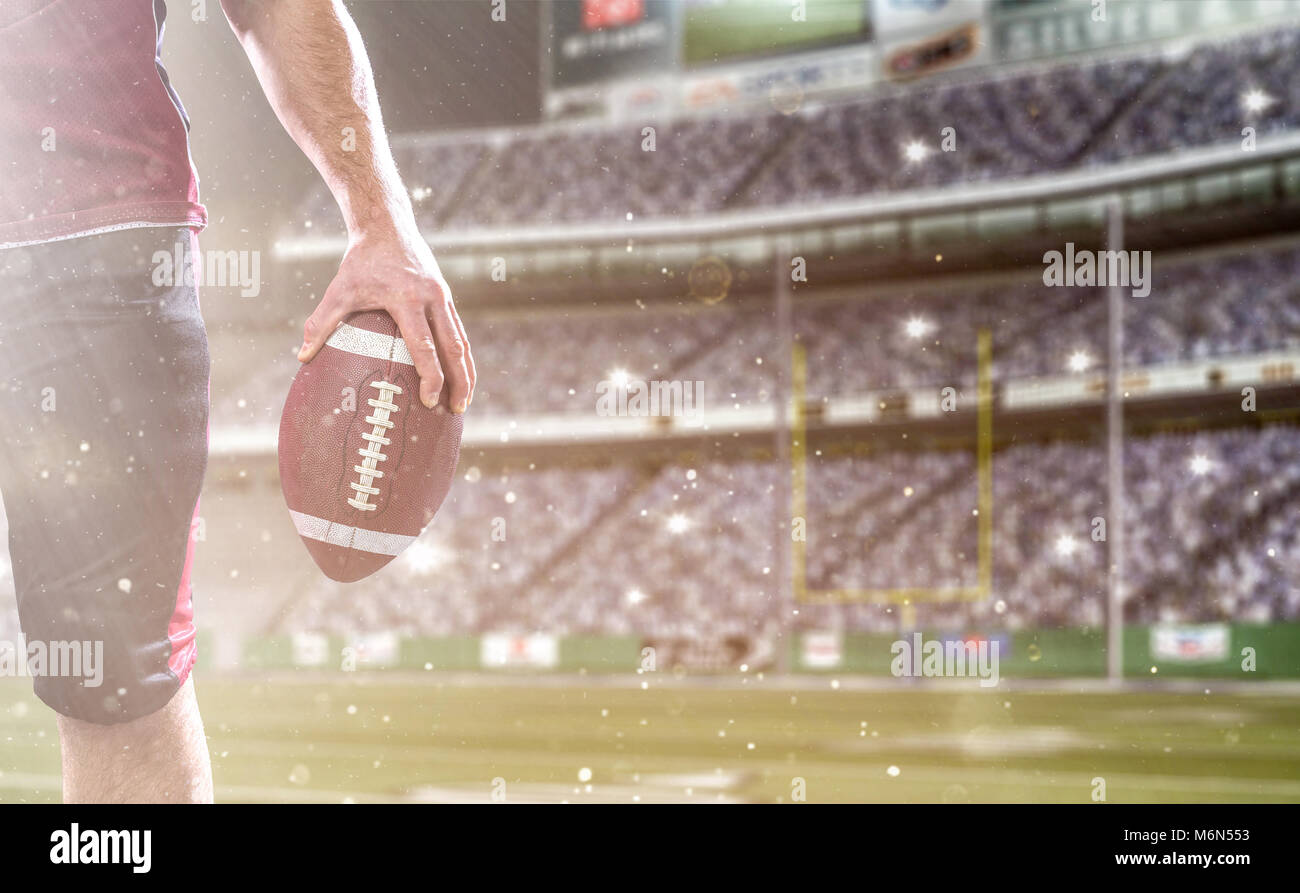 Closeup Portrait of a strong muscular American Football Player on big ...