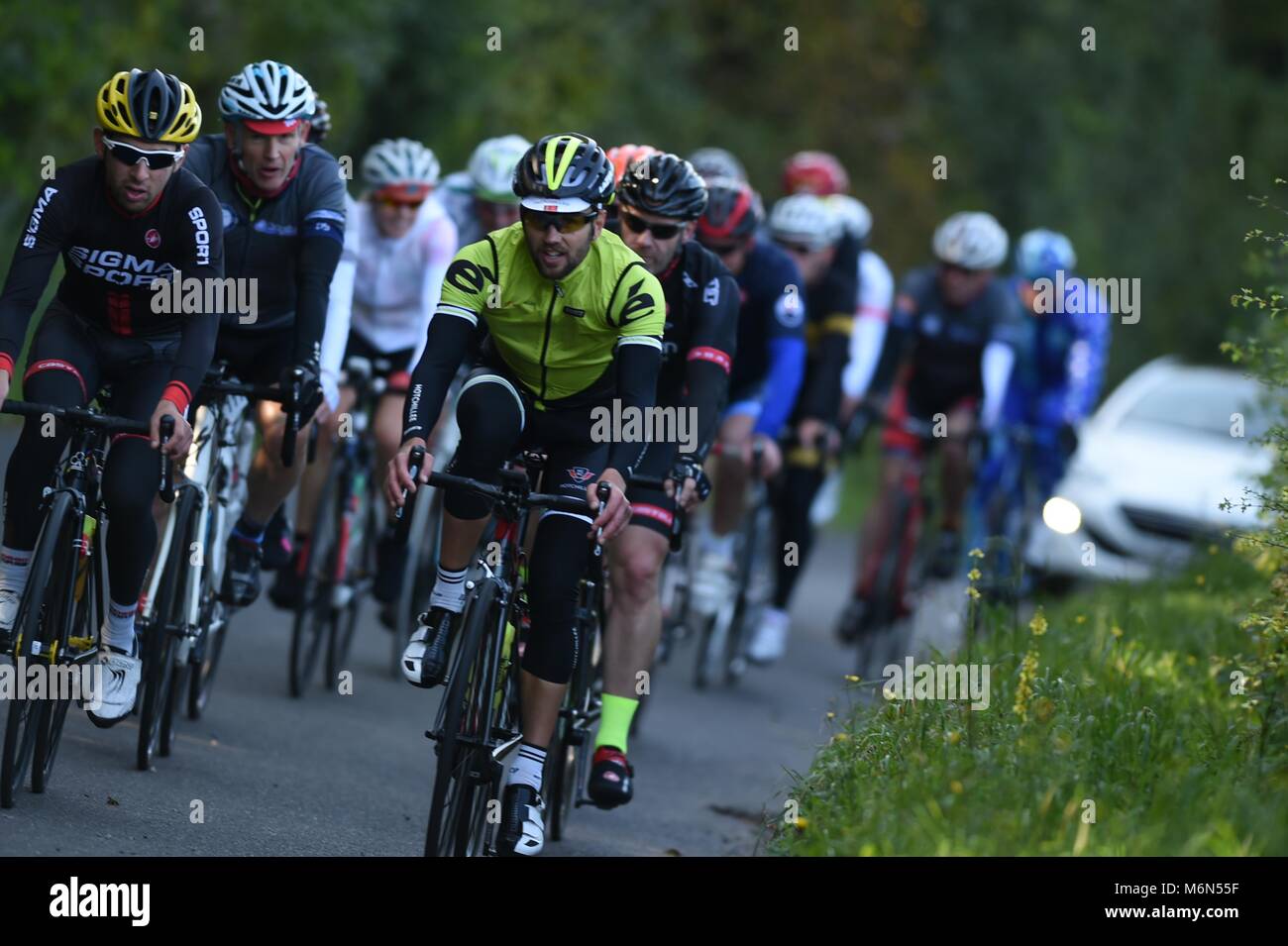 Marathon Bike ride, Multiple riders in countryside Stock Photo - Alamy