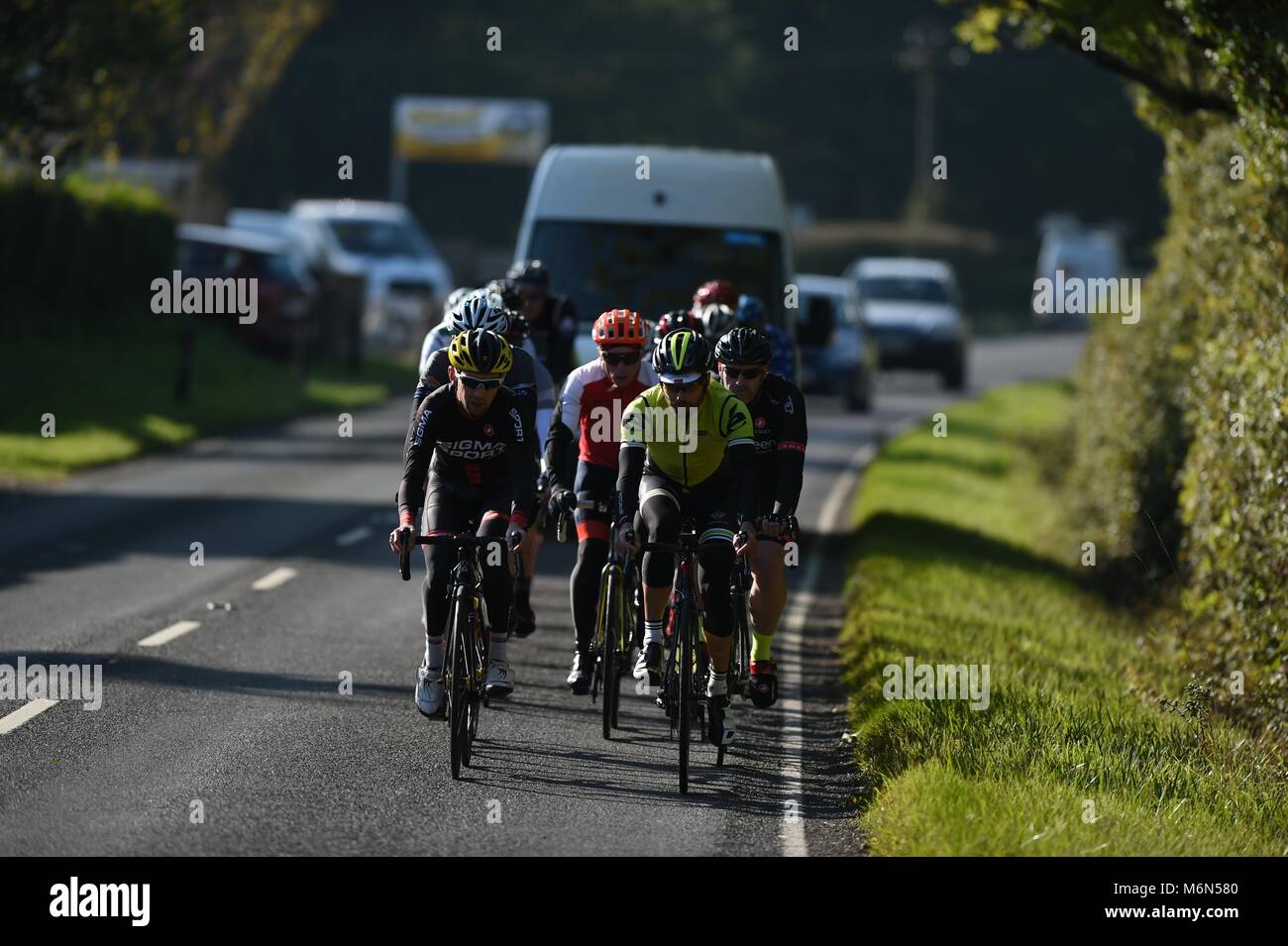 Marathon Bike ride, Multiple riders in countryside Stock Photo - Alamy