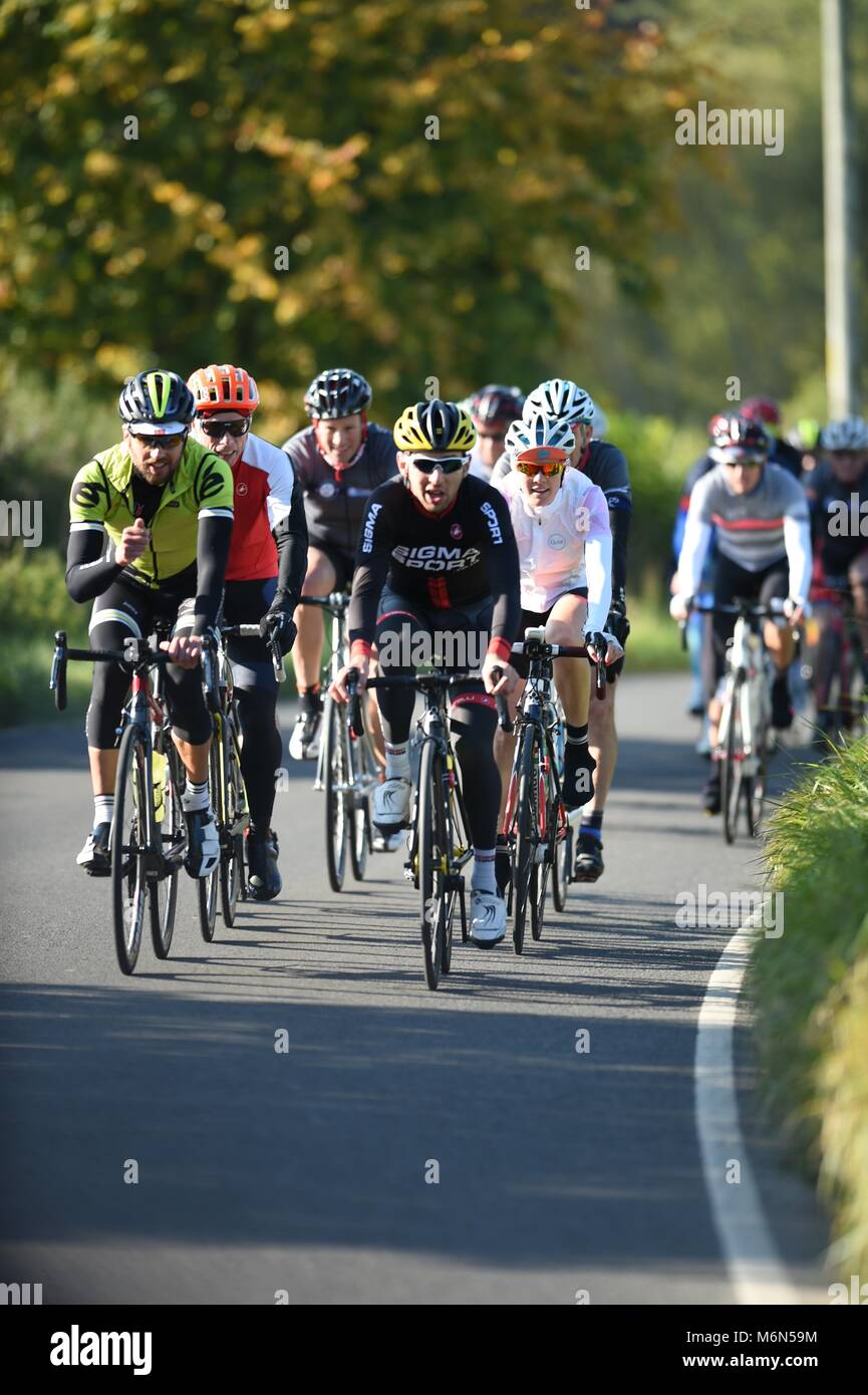 Marathon Bike ride, Multiple riders in countryside Stock Photo - Alamy