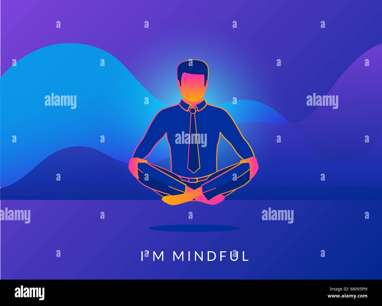 Office man sitting in calm lotus pose and relaxing with analytics ...