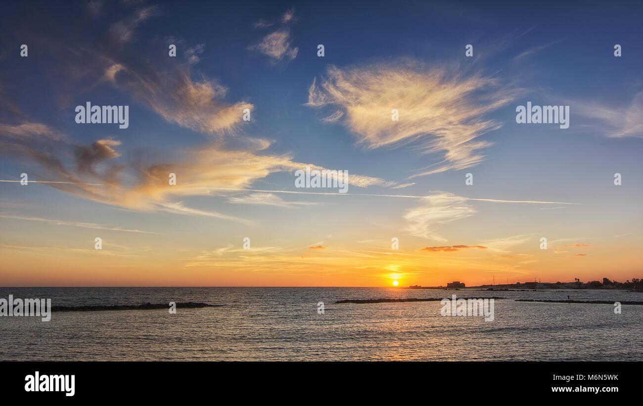 Sunset Paphos Cyprus EU Stock Photo - Alamy