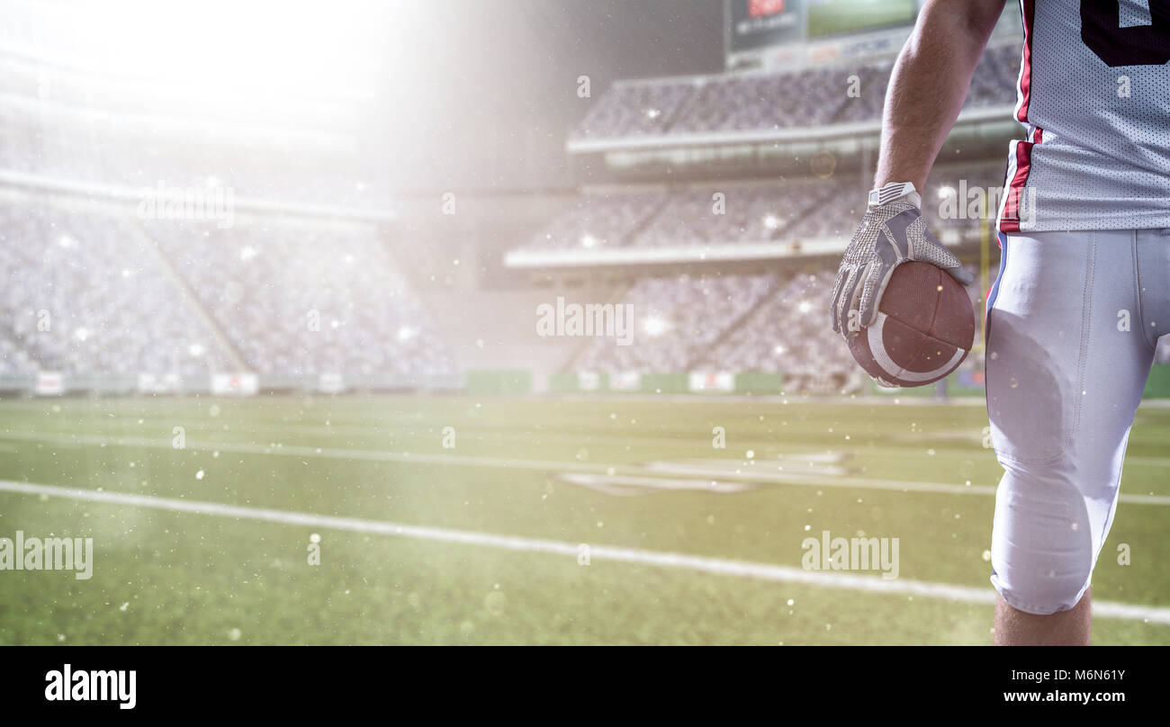 Closeup Portrait of a strong muscular American Football Player on big ...