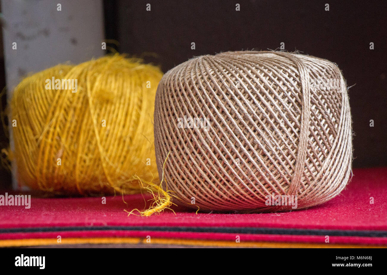 Set or rolls of linen thread Stock Photo - Alamy