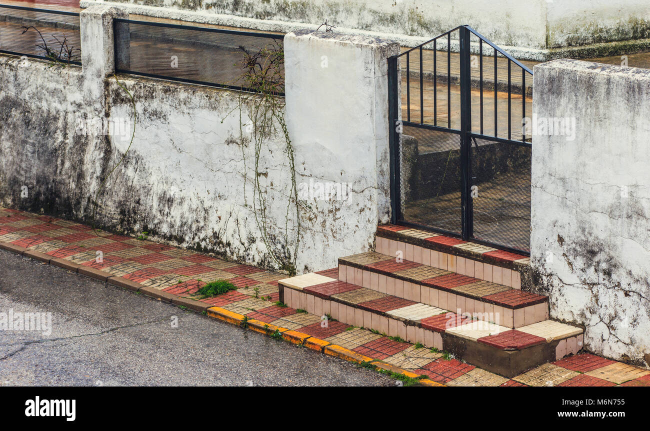 Steps to the green gate Stock Photo - Alamy