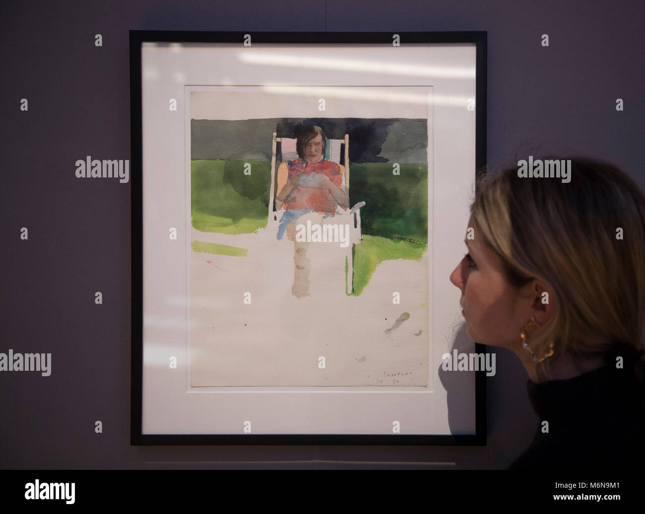 Bonhams, New Bond Street, London, UK. 5 March 2018. David Hockney ...