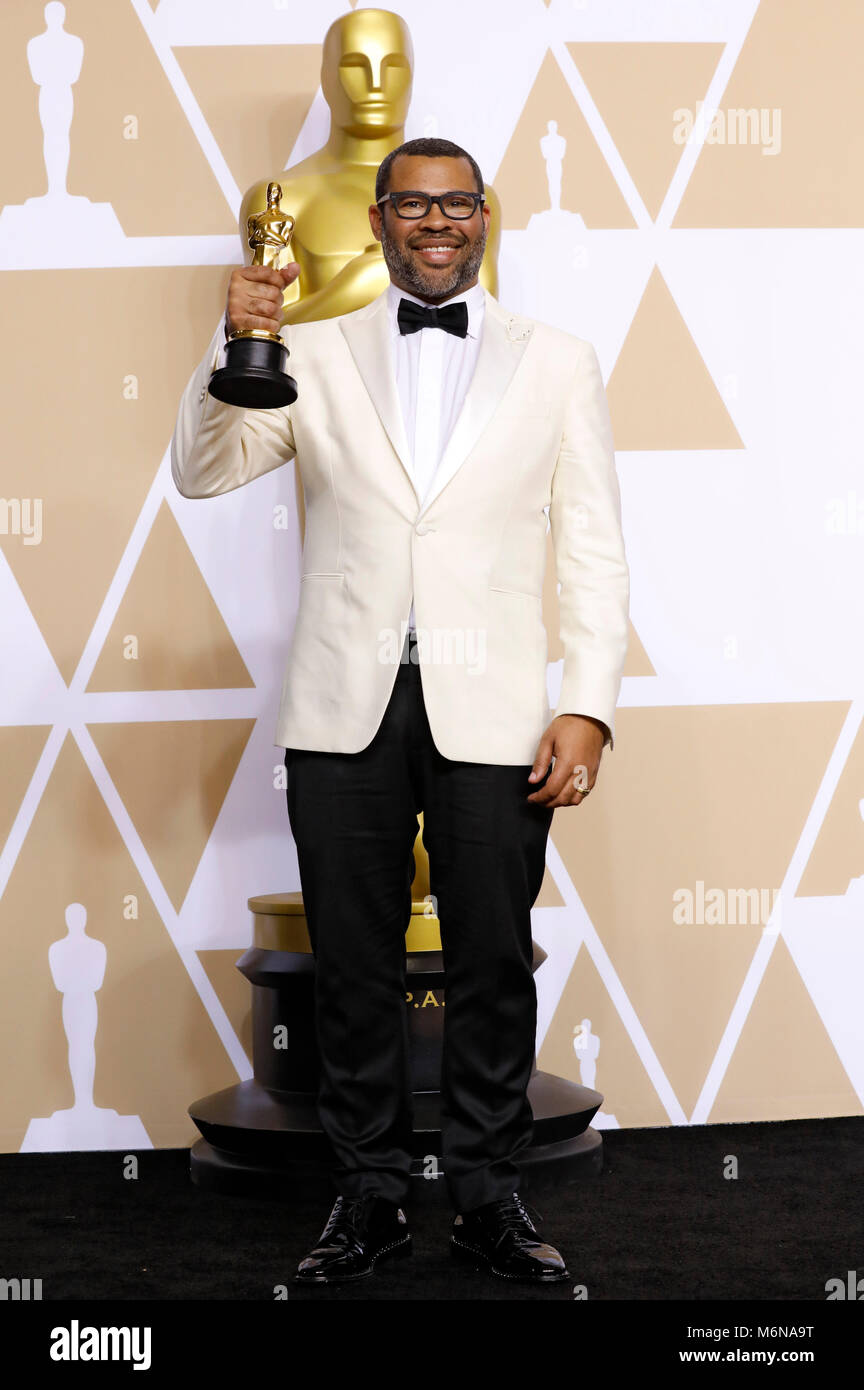 Jordan Peele, award winner for 'Best Original Screenplay', poses in the ...