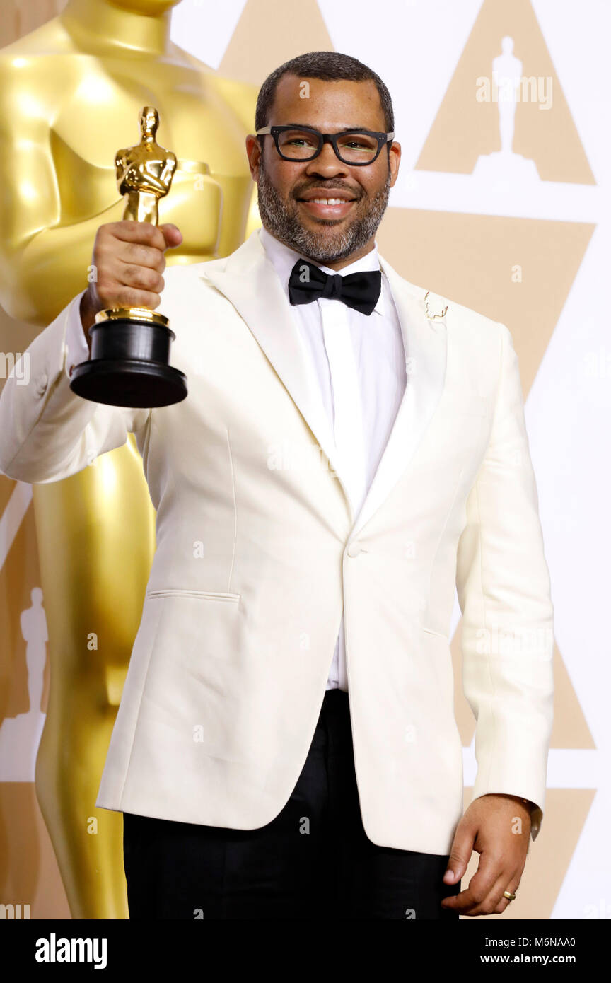 Jordan Peele, award winner for 'Best Original Screenplay', poses in the ...