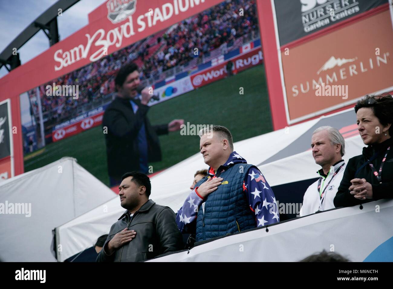 Usa fans standing for the national anthem hi-res stock photography and ...