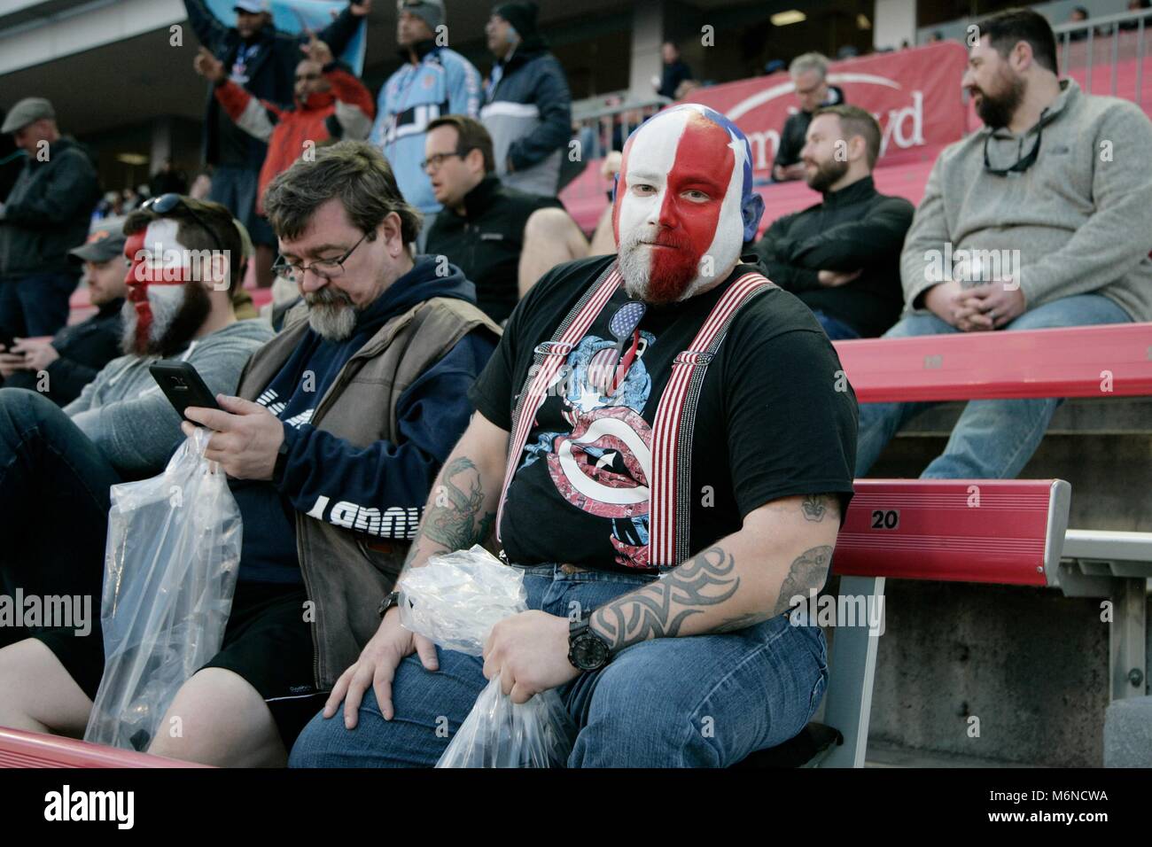 Las Vegas, NV, USA. 3rd Mar, 2018. Rugby fan with painted face in ...