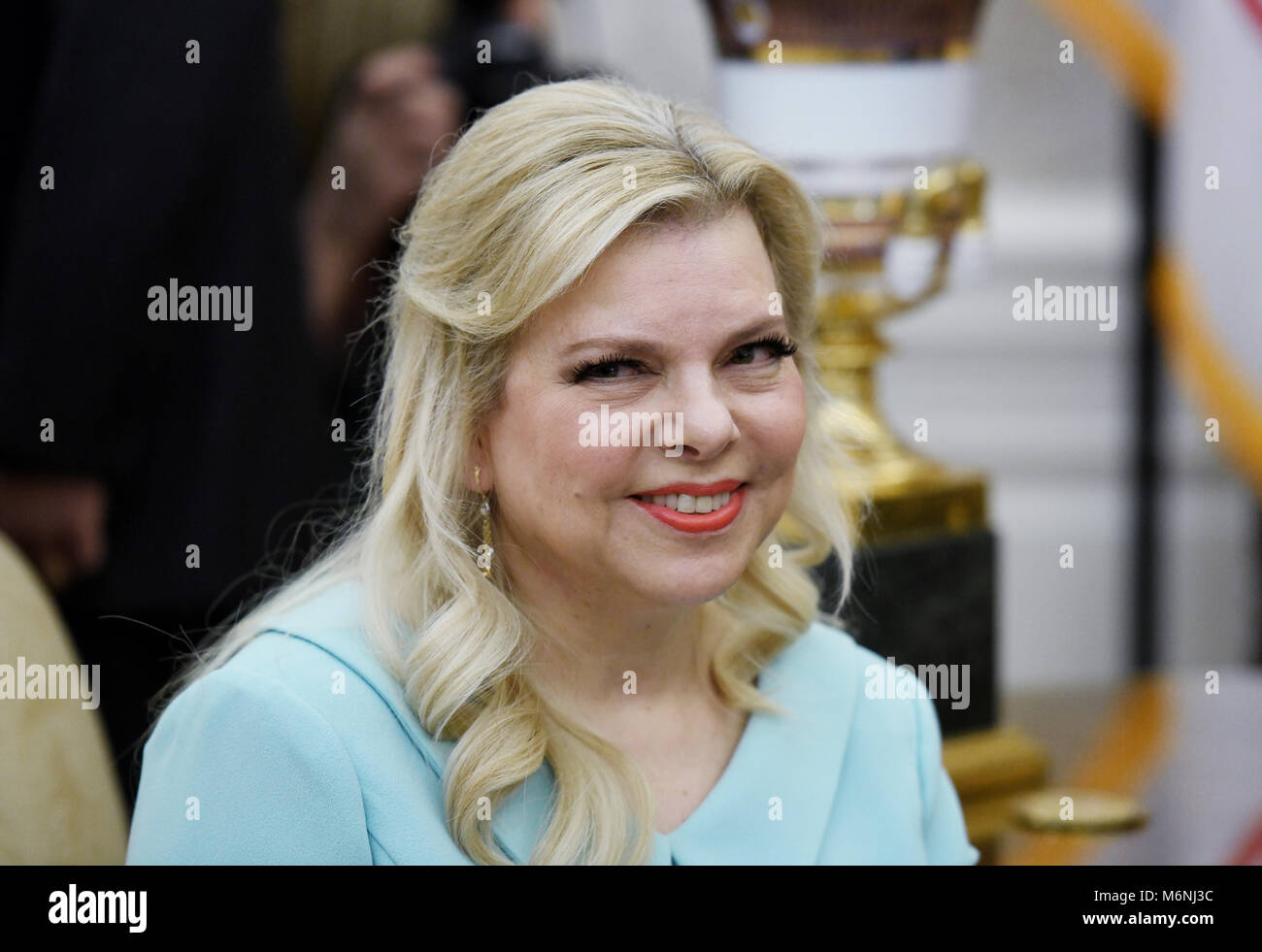 Sara Netanyahu looks on in the Oval Office of the White House in ...