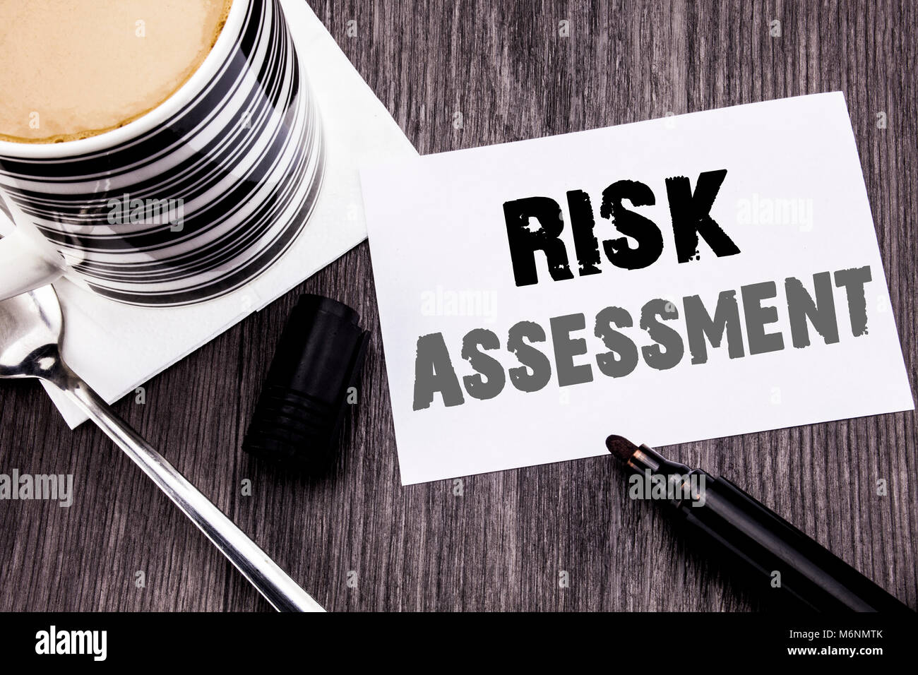 Handwriting Announcement text showing Risk Assessment. Business concept ...