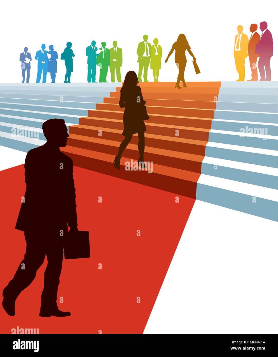 Businesspeople in a hurry. Successful people are climbing the stairs, a ...