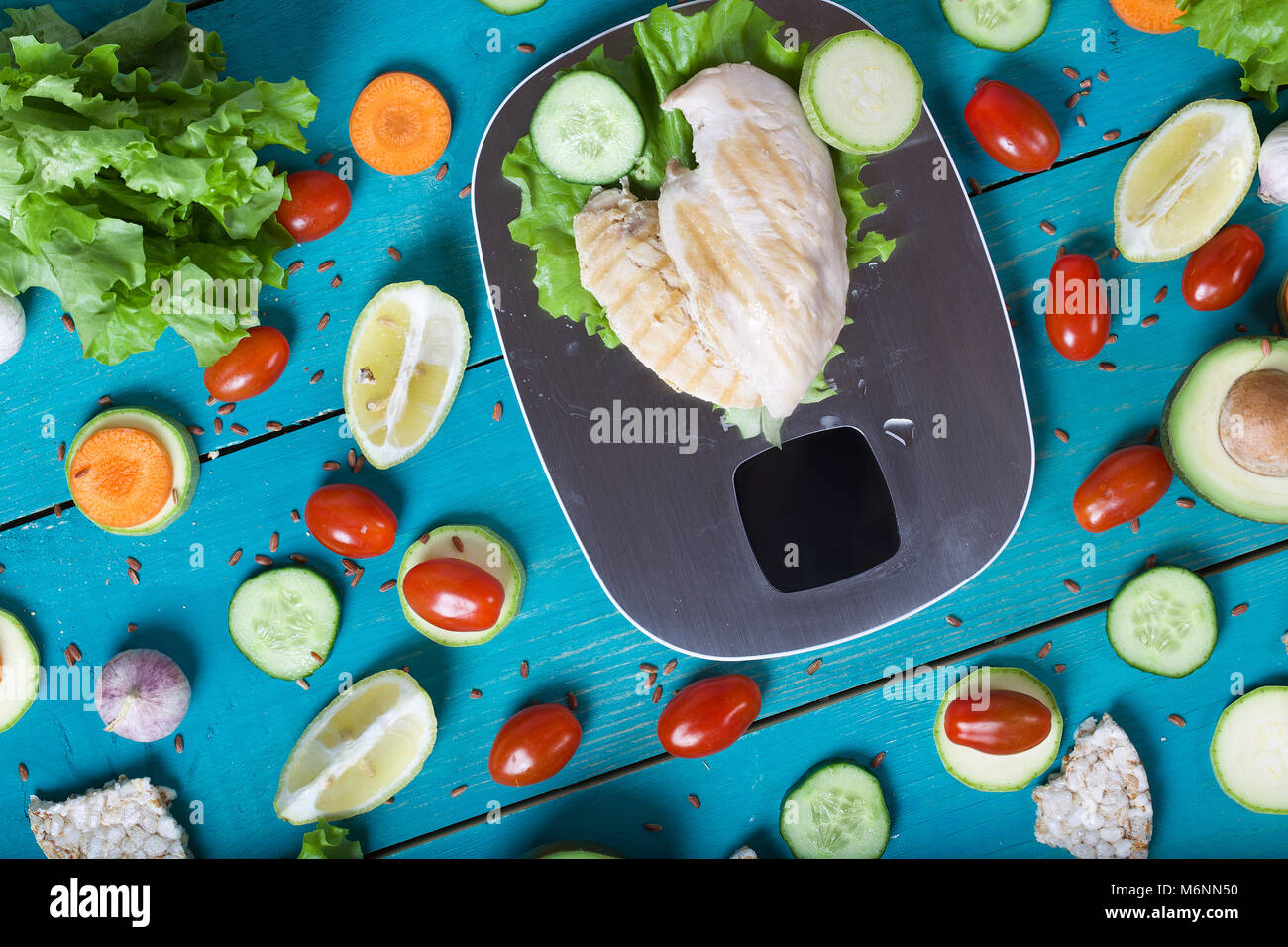 Food intake observation and control. Flat lay Stock Photo - Alamy