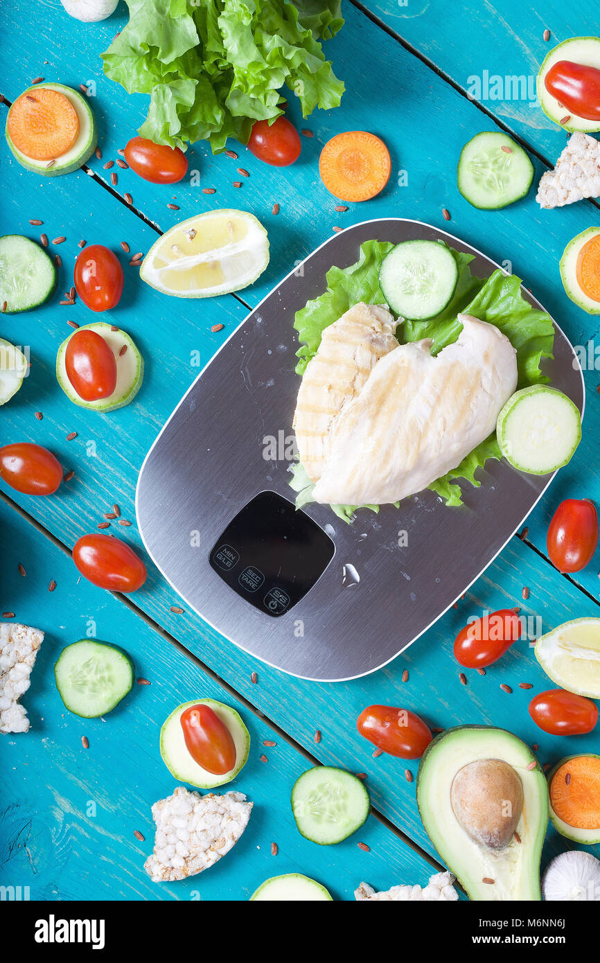 Food intake observation and control. Flat lay Stock Photo - Alamy