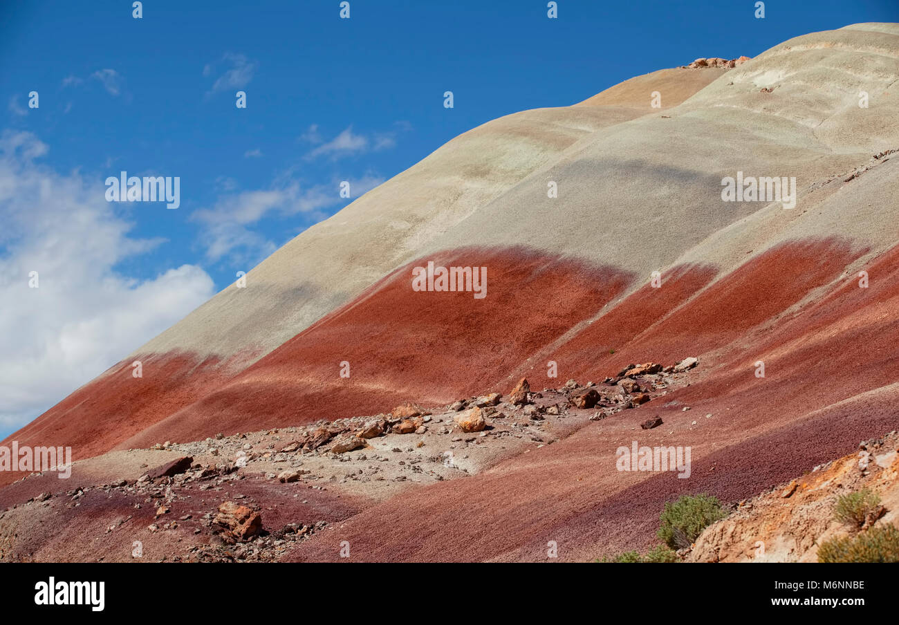 Capitol reef, central Utah, USA. Panoramic view from road to big red ...