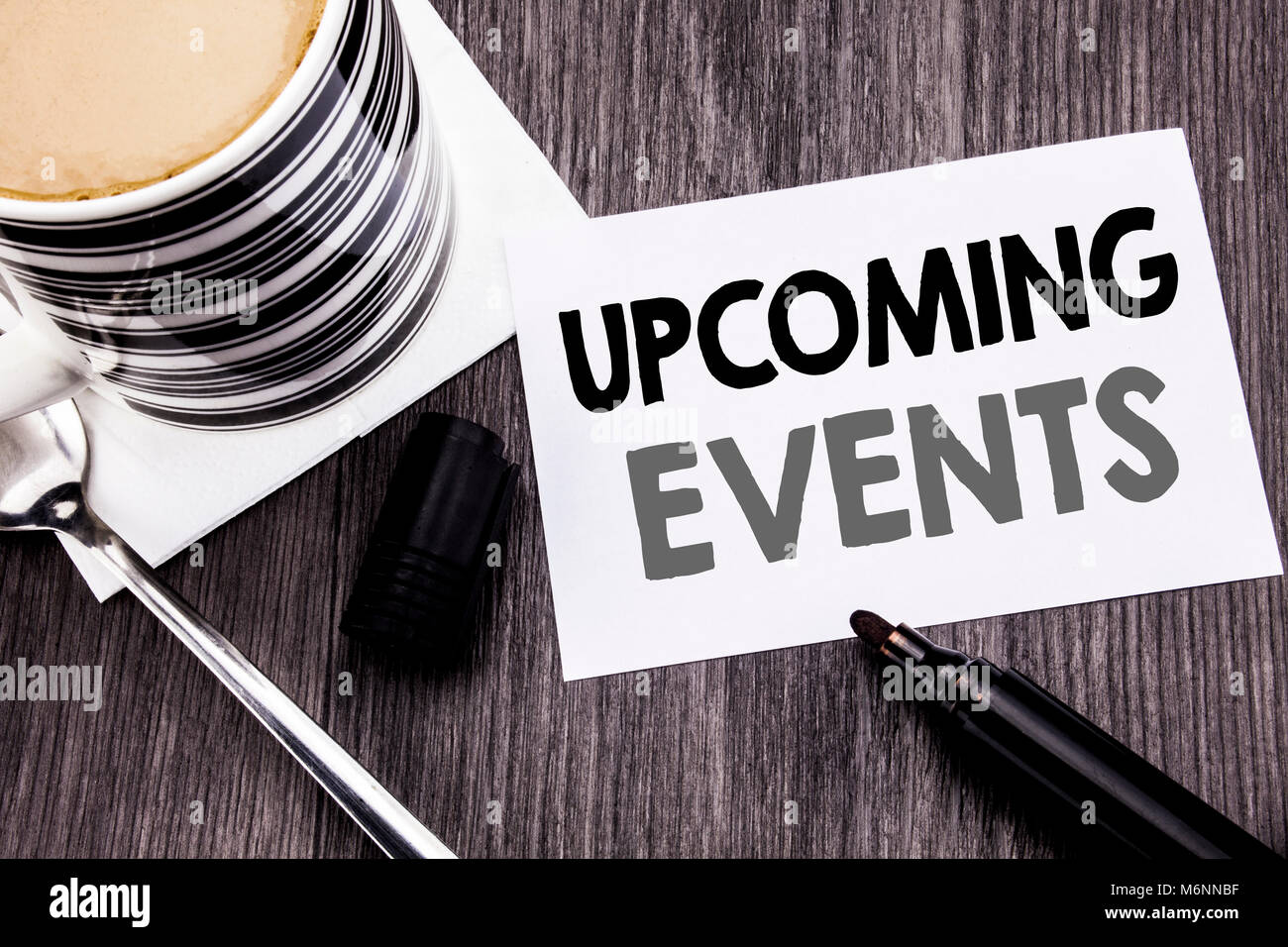 Handwriting Announcement text showing Upcoming Events. Business concept ...