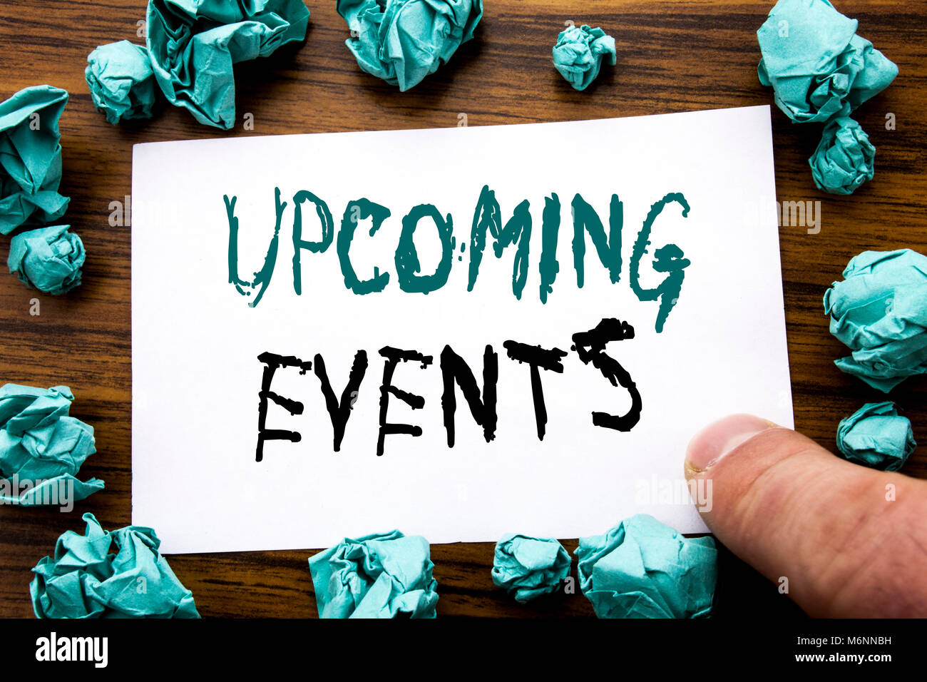 Handwriting Announcement text showing Upcoming Events. Business concept ...