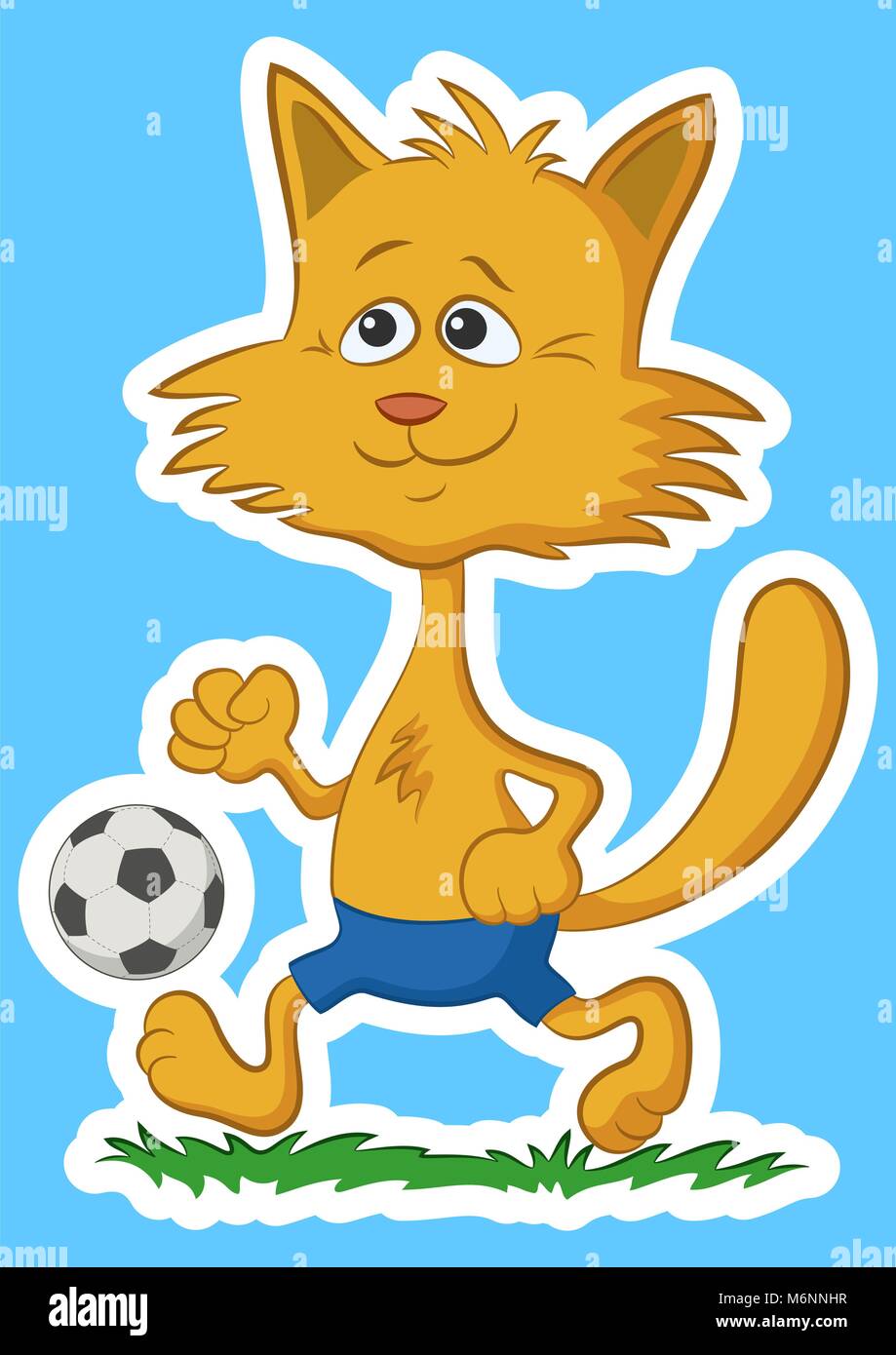 Cartoon Cat with Soccer Ball Stock Vector Image & Art - Alamy