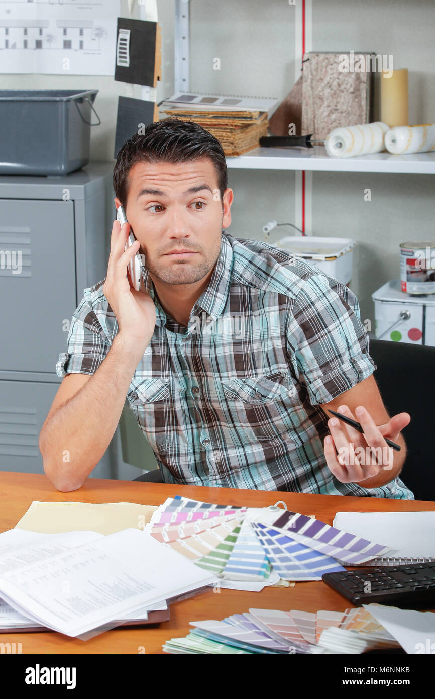 Boss phoning hi-res stock photography and images - Alamy