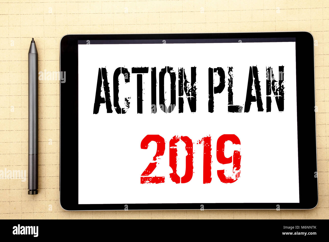 Handwritten text showing Action Plan 2019. Business concept writing for ...