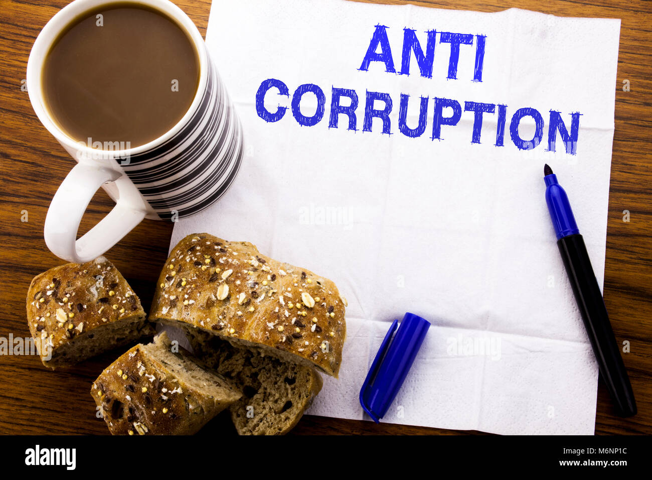 Handwritten text showing Anti Corruption. Business concept for Bribery ...