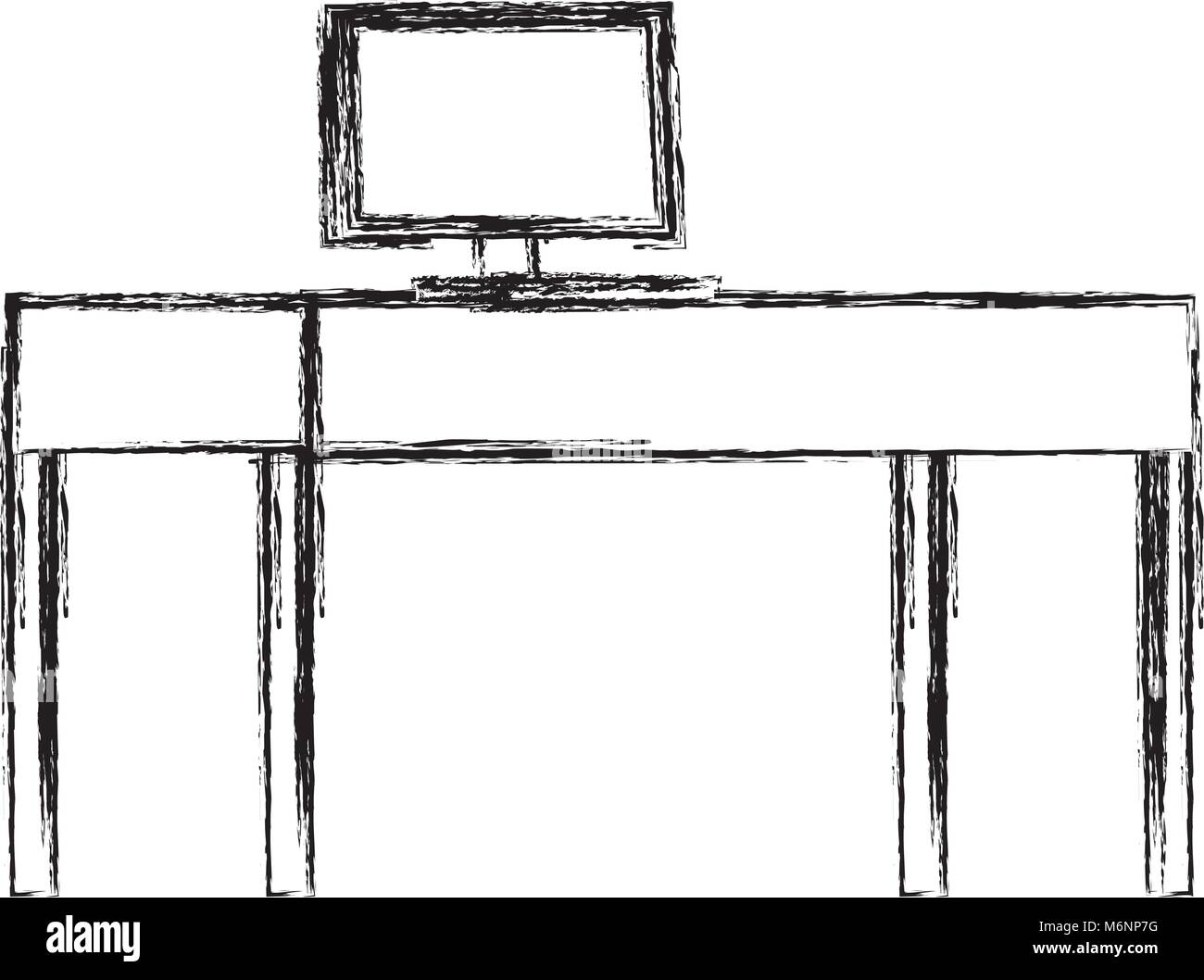 office desk with desktop computer Stock Vector Image & Art - Alamy