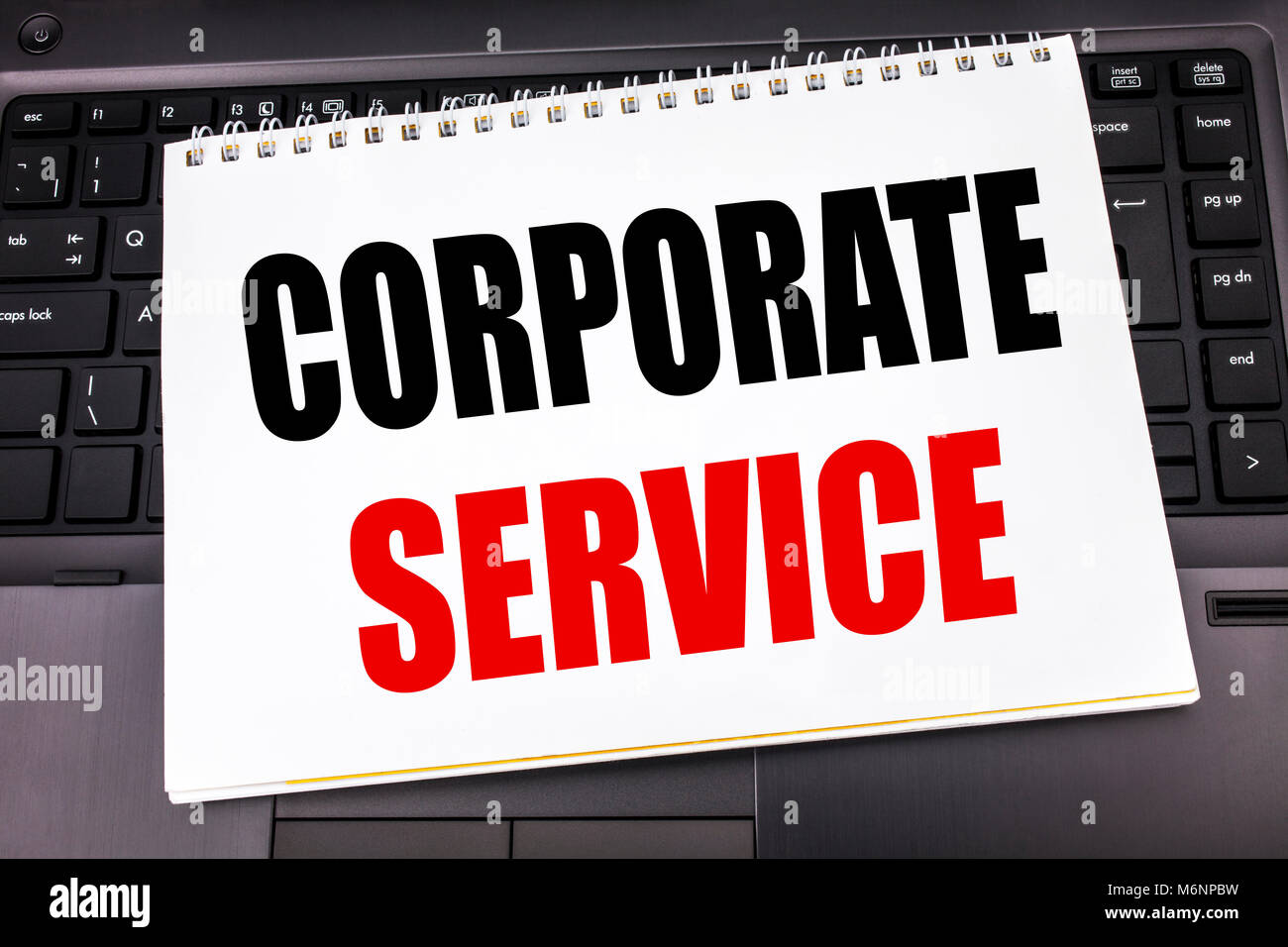 Handwritten text showing Corporate Service. Business concept writing ...