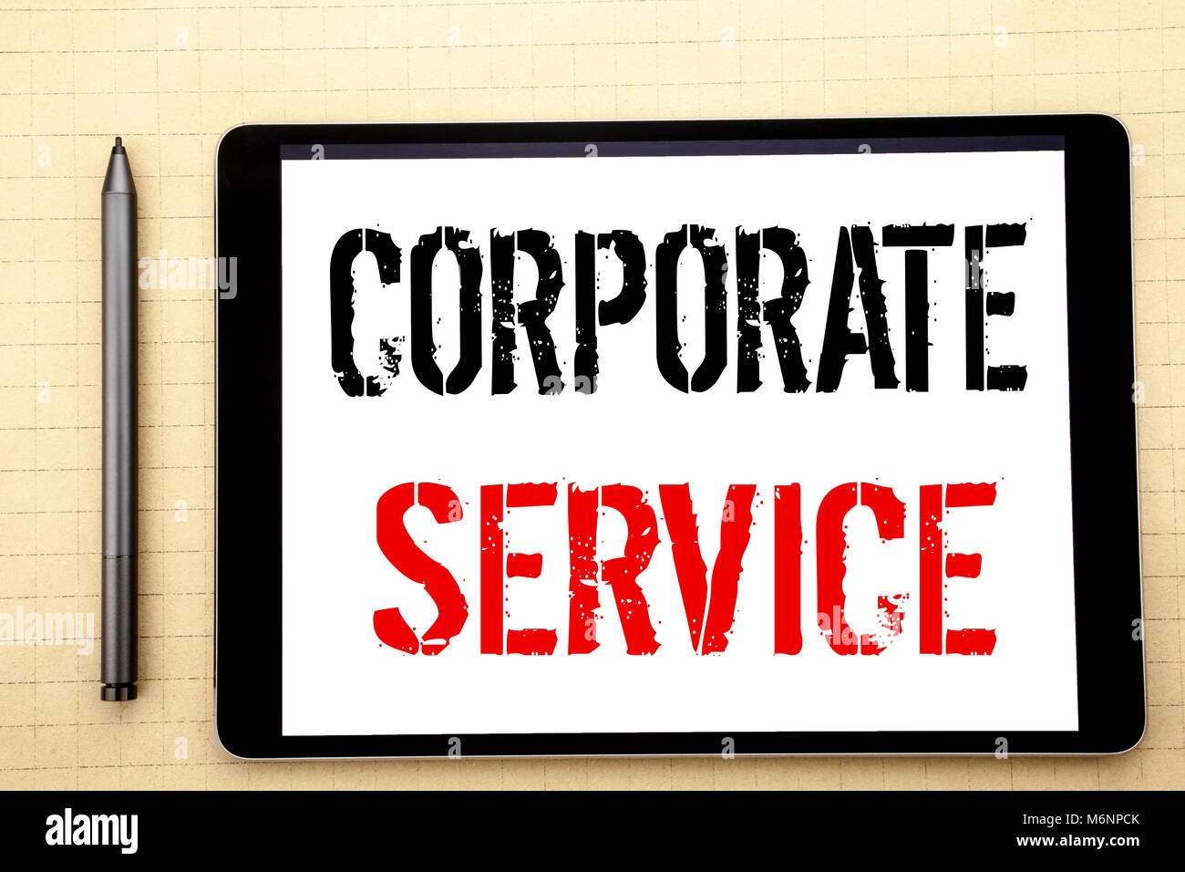 Handwritten text showing Corporate Service. Business concept writing ...