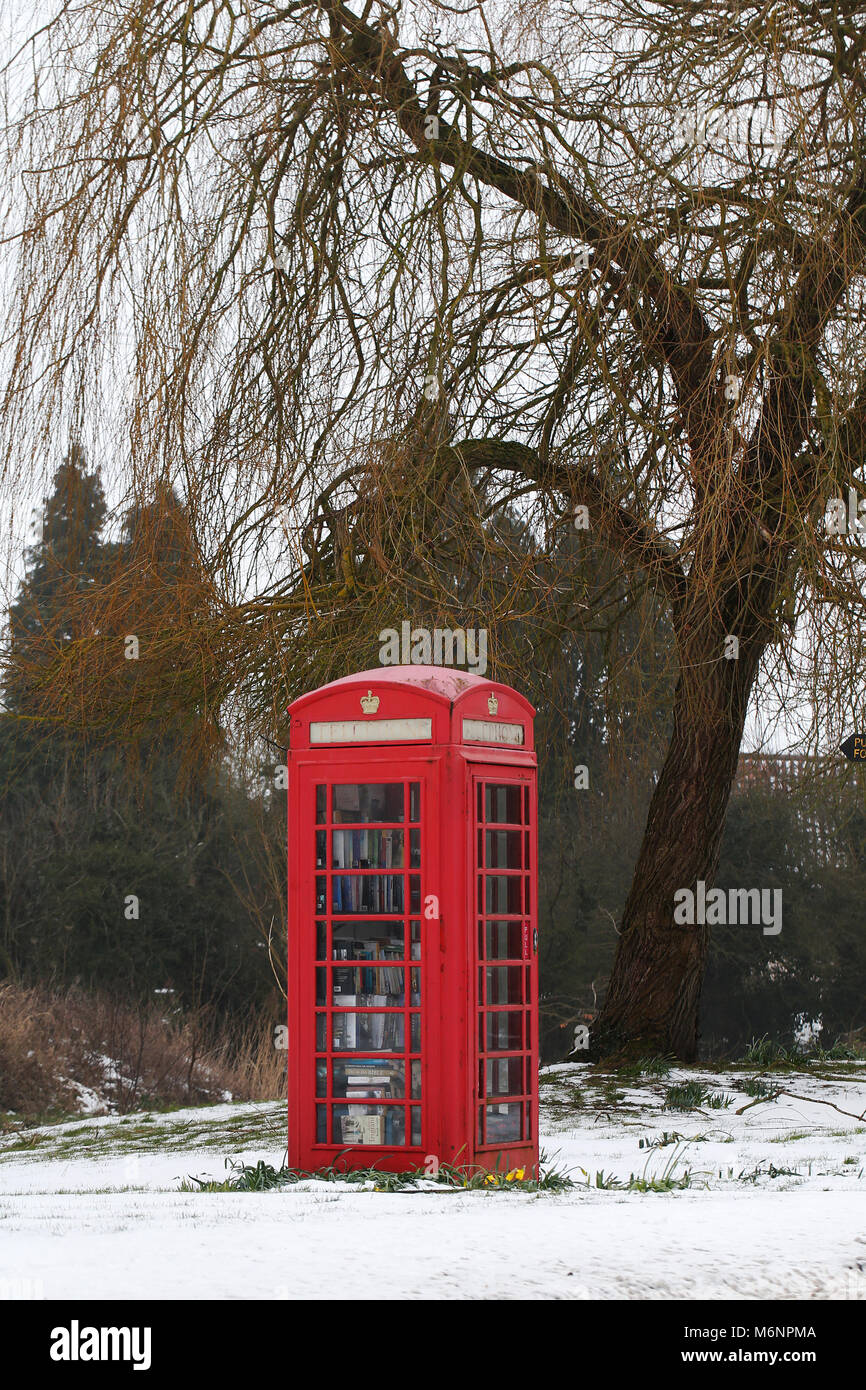 A red telephone box in Great Sampford, Essex now used as a free library ...