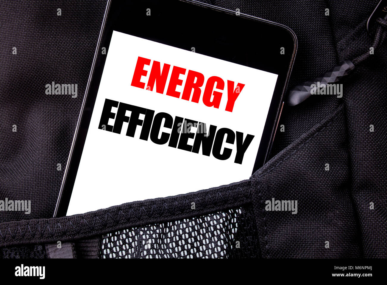 Handwritten text showing Energy Efficiency. Business concept writing ...