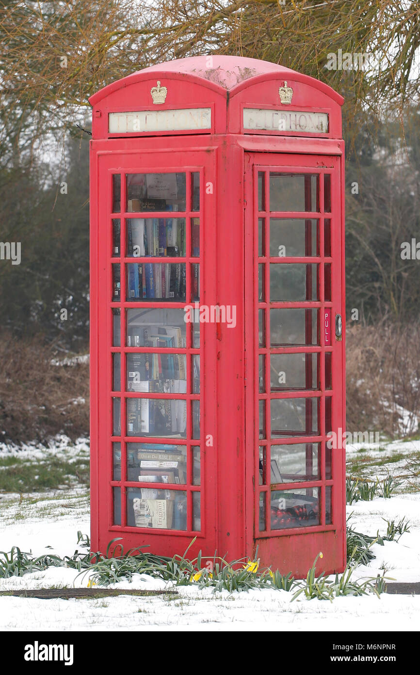 A red telephone box in Great Sampford, Essex now used as a free library ...