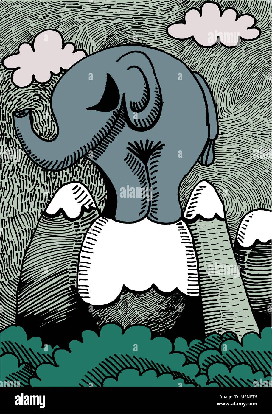 Vector drawing elephant on Stock Vector Images - Alamy