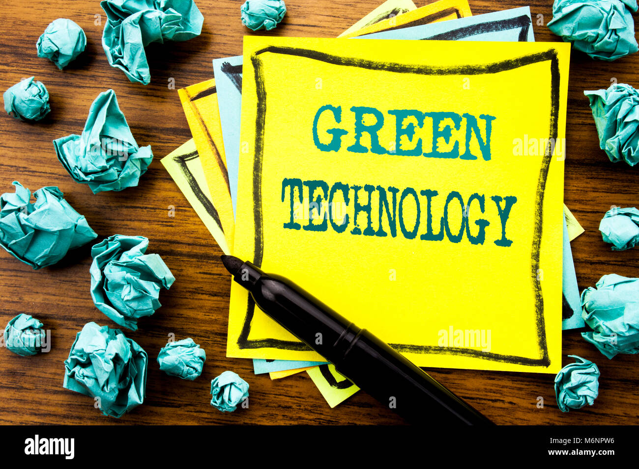 Handwritten text showing Green Technology. Business concept for ...