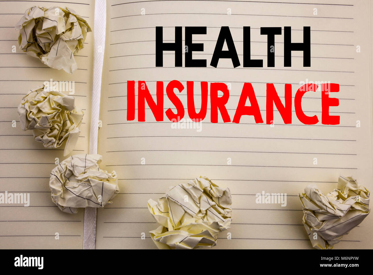 Handwritten text showing Health Insurance. Business concept writing for ...