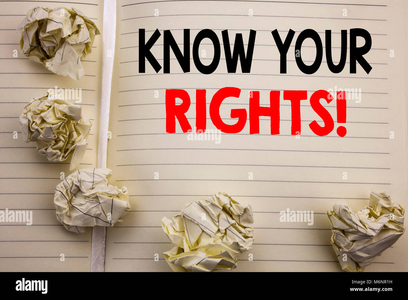 Handwritten text showing Know Your Rights. Business concept writing for ...