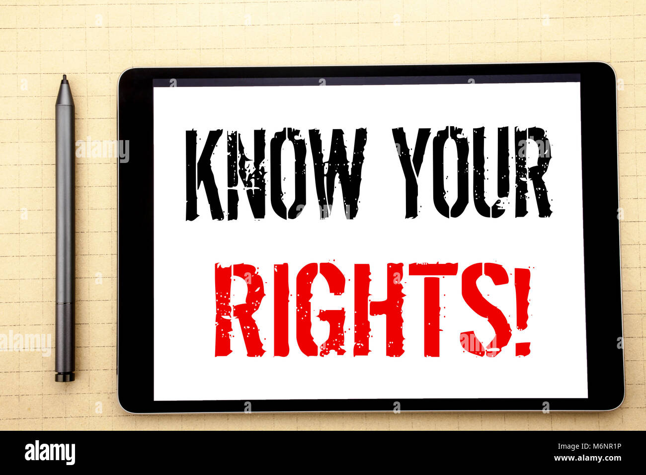 Handwritten text showing Know Your Rights. Business concept writing for ...