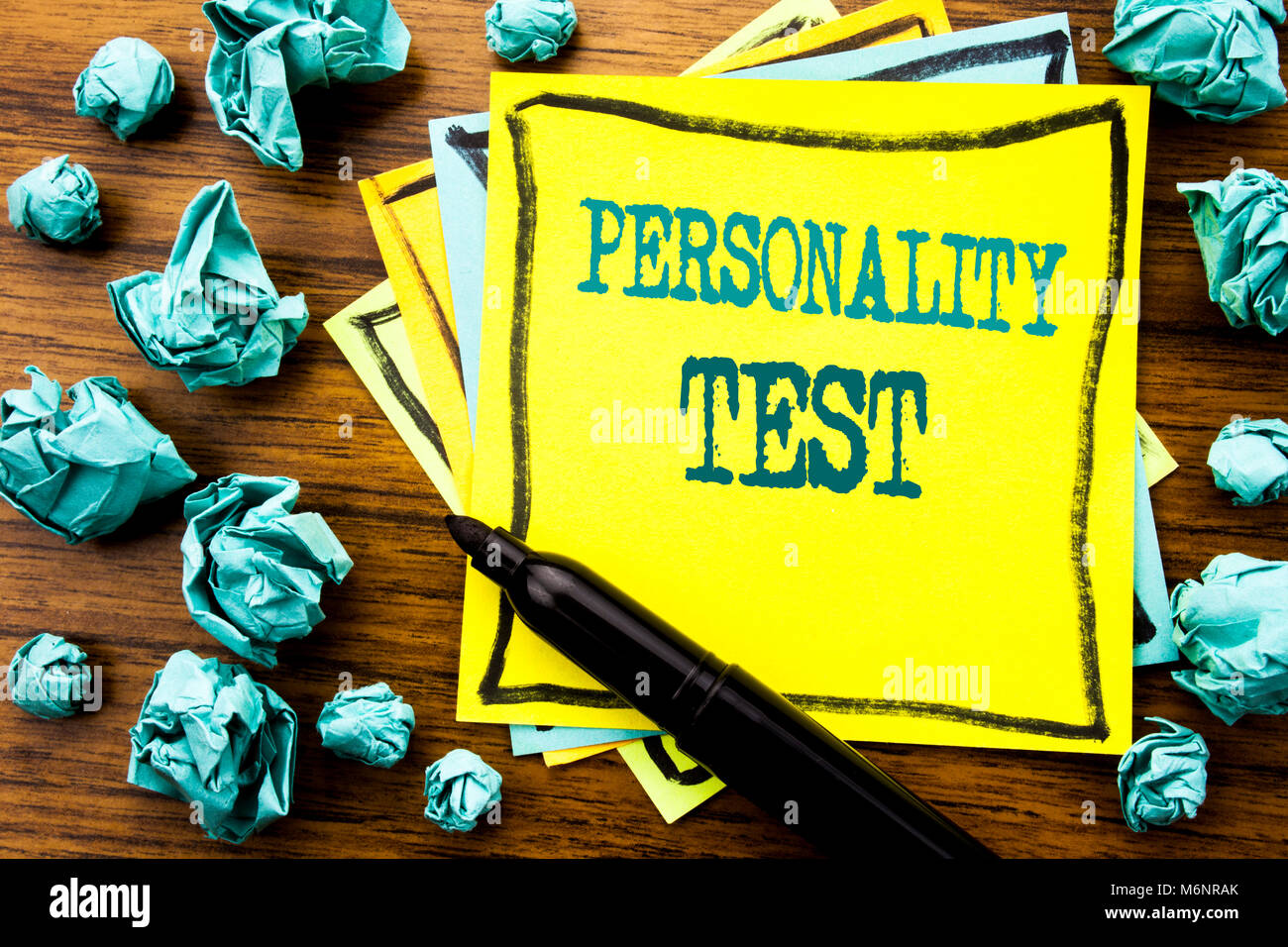 Handwritten text showing Personality Test. Business concept for ...