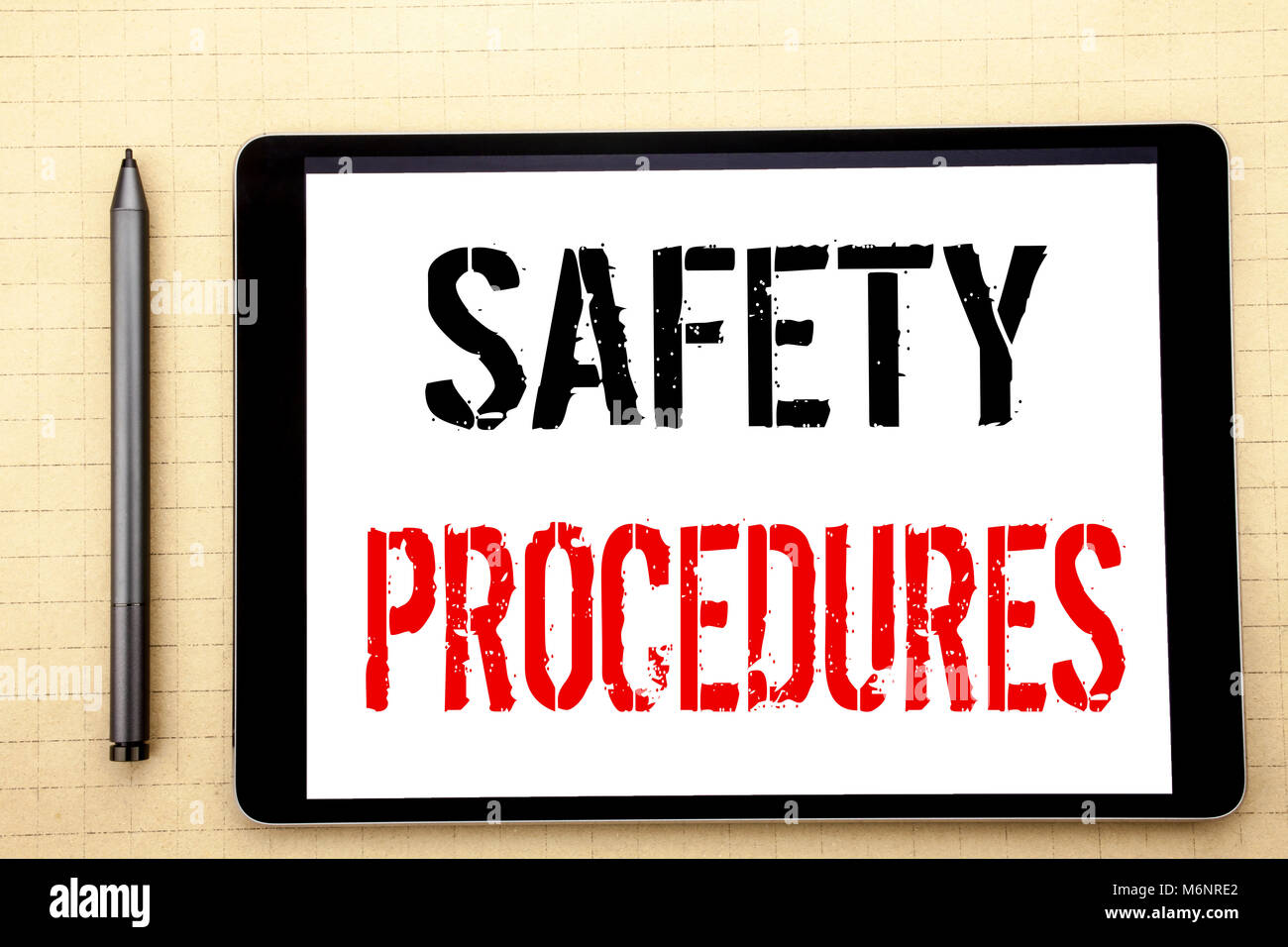 Handwritten text showing Safety Procedures. Business concept writing ...