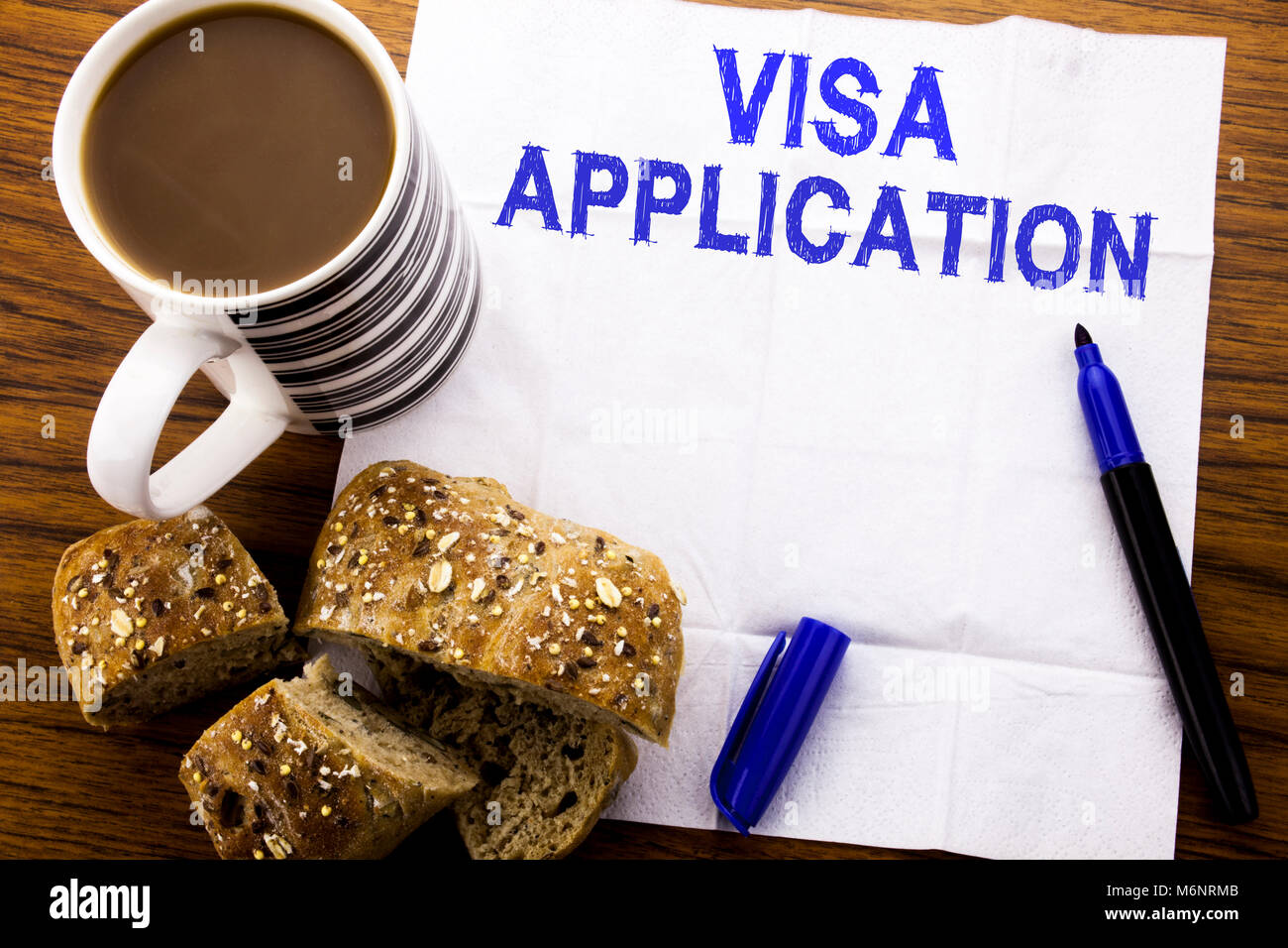 Handwritten text showing Visa Application. Business concept for ...