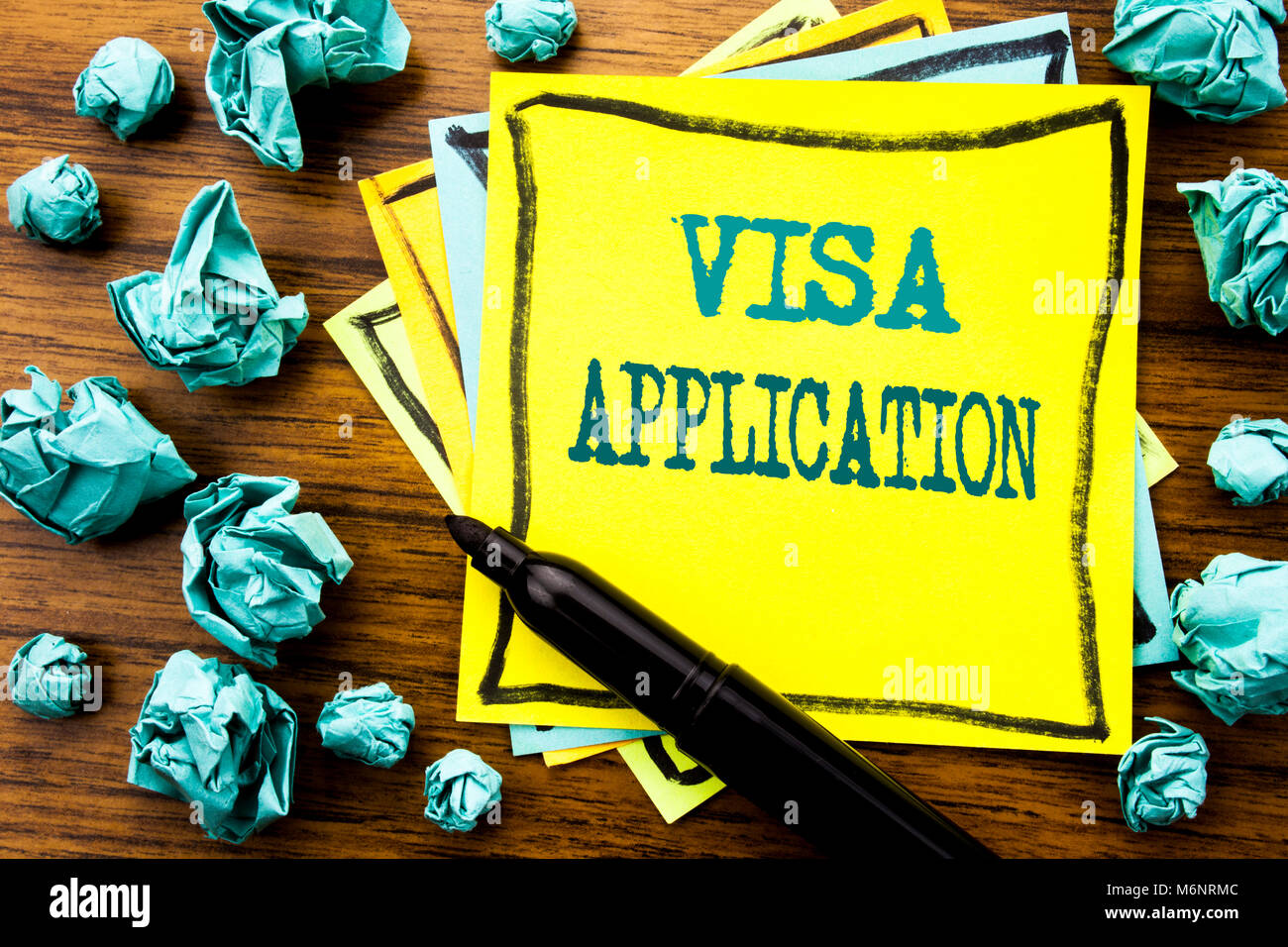 Handwritten text showing Visa Application. Business concept for ...