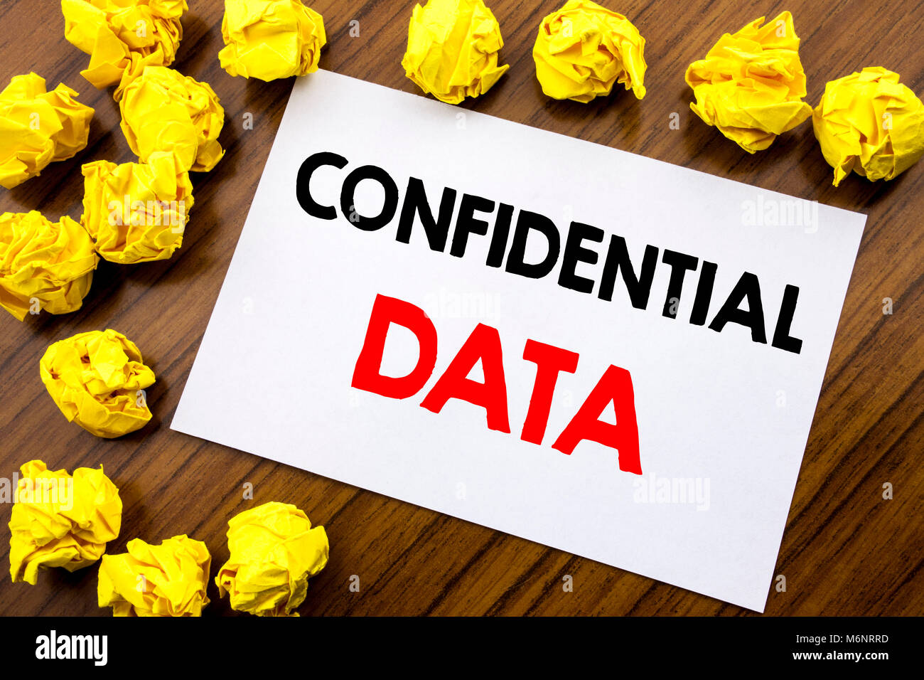 Handwritten text showing word Confidential Data. Business concept ...
